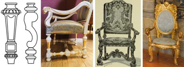 Louis-Treize, Louis-Quatorze, Louis-Quinze, Louis-Seize, Empire-Stil